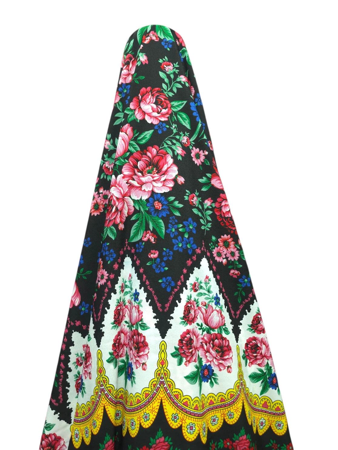 Matase imprimeu traditional negru