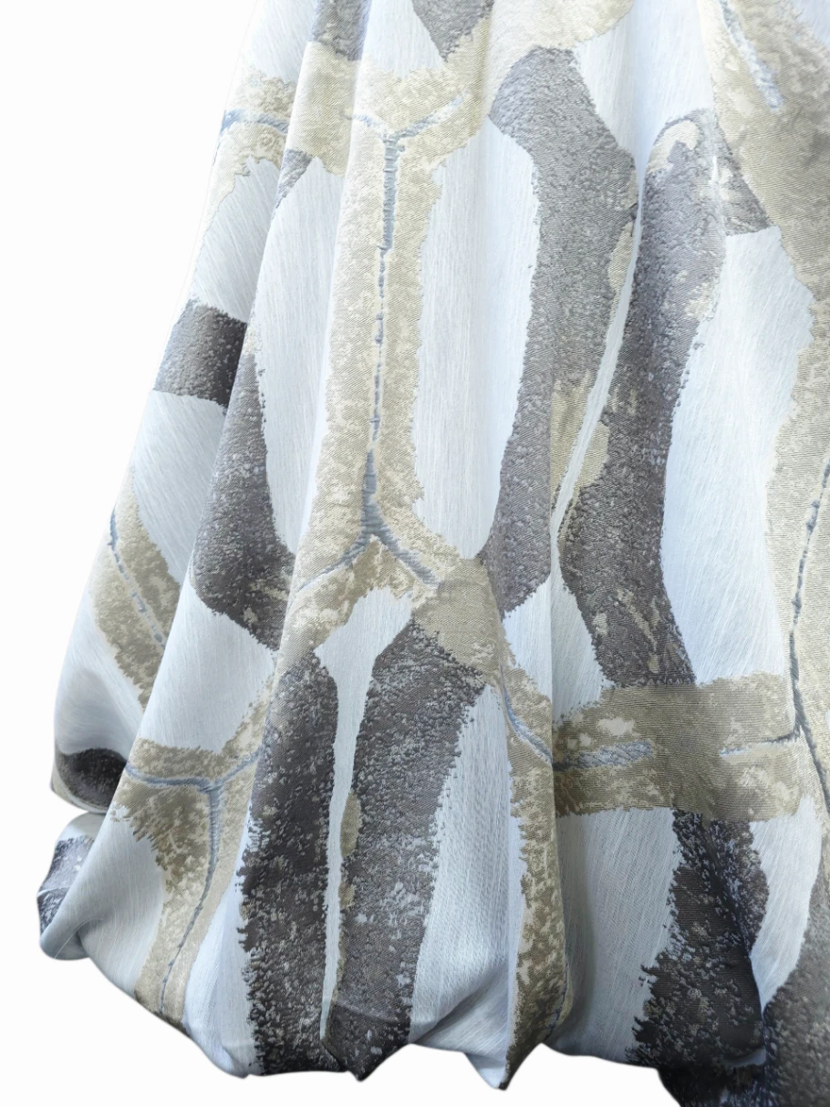 Material draperie jacquard ivoire model abstract maro auriu