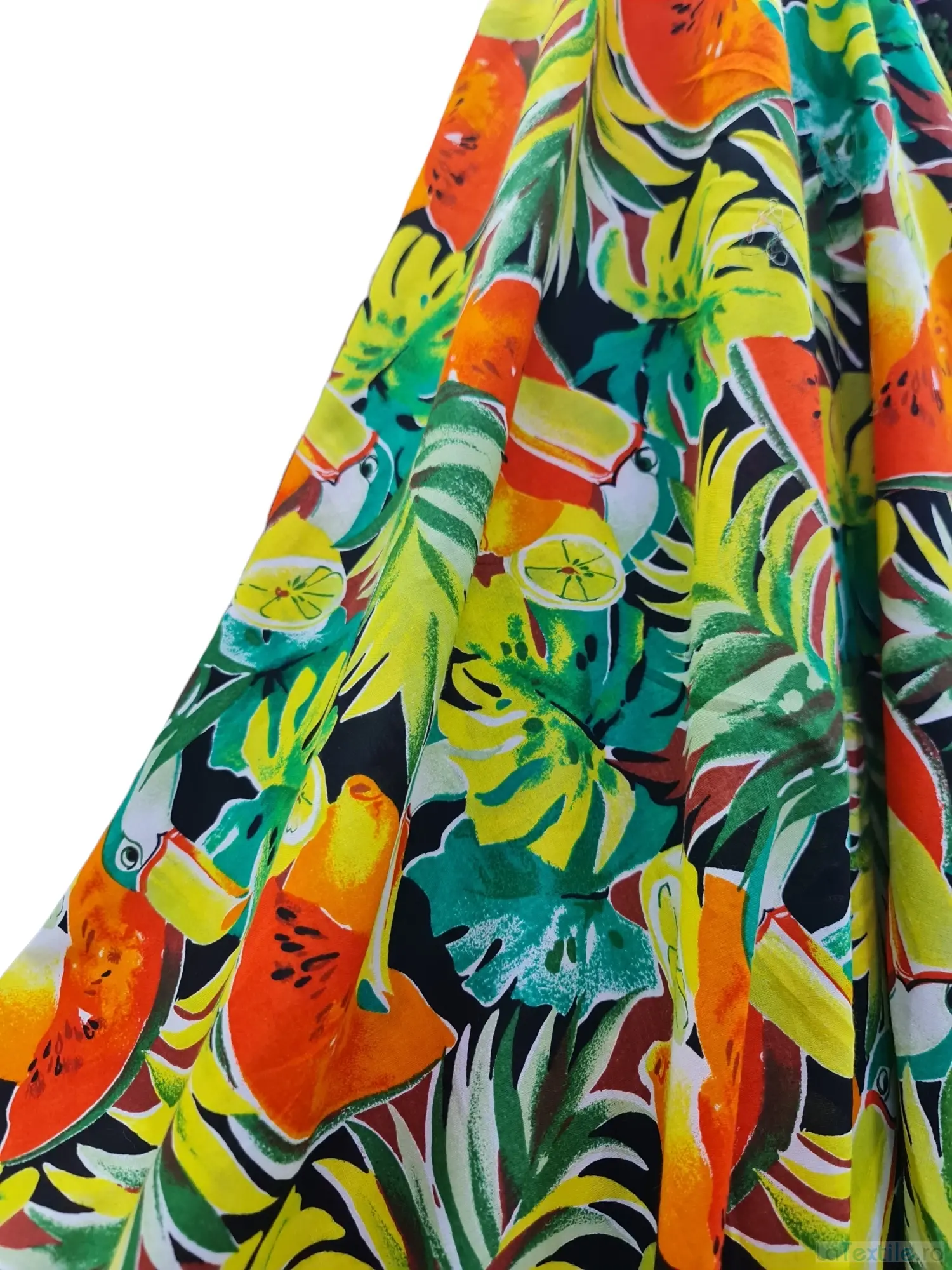 Poplin imprimeu flori exotice