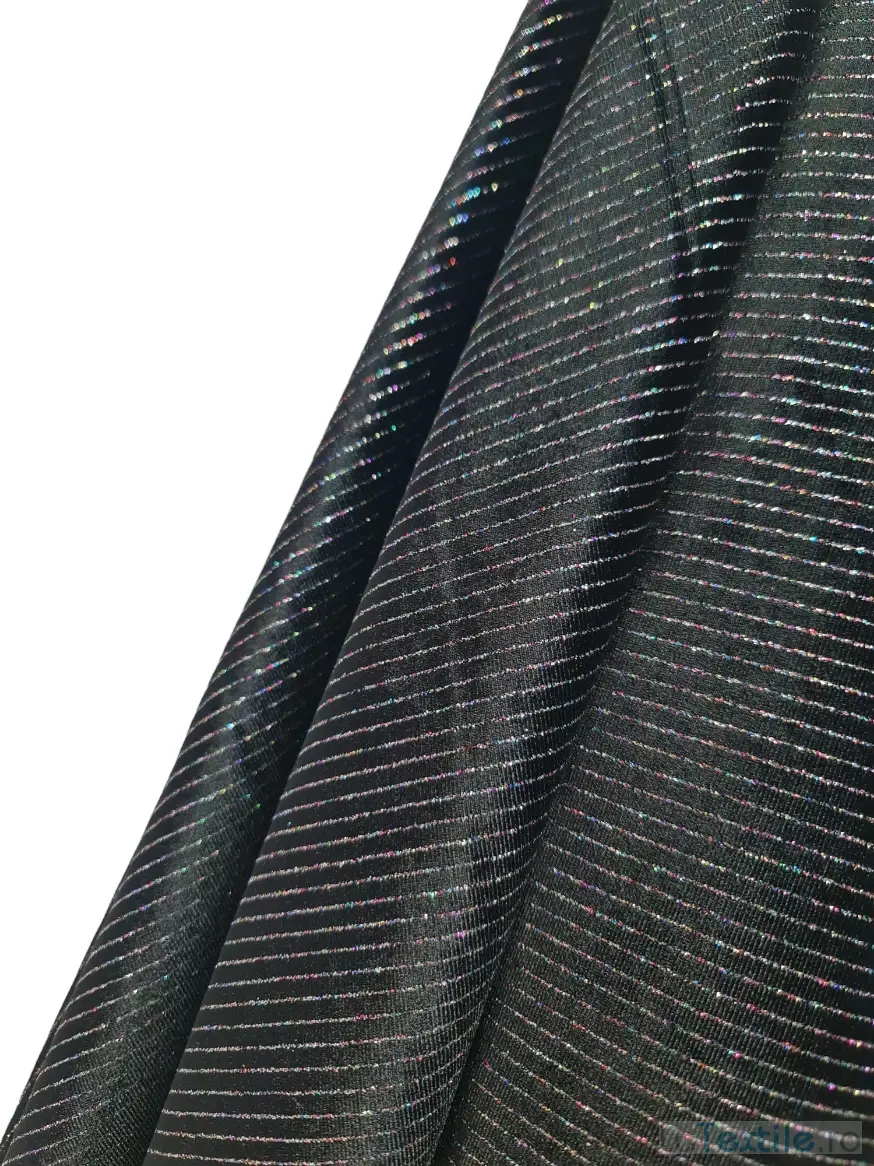 Catifea elastica neagra cu fir metalic multicolor