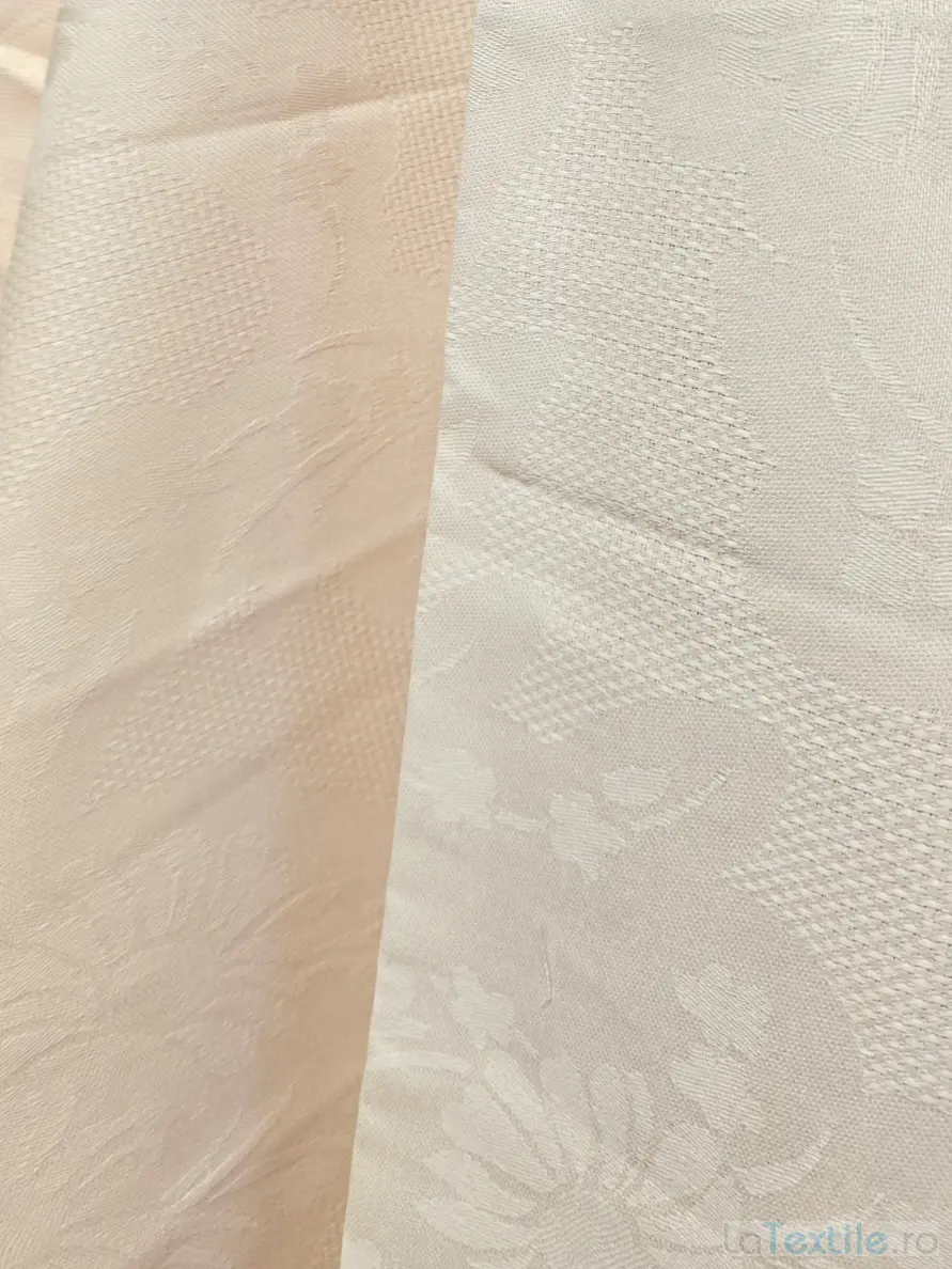 Material Damasc fața de masa somon imprimeu floral