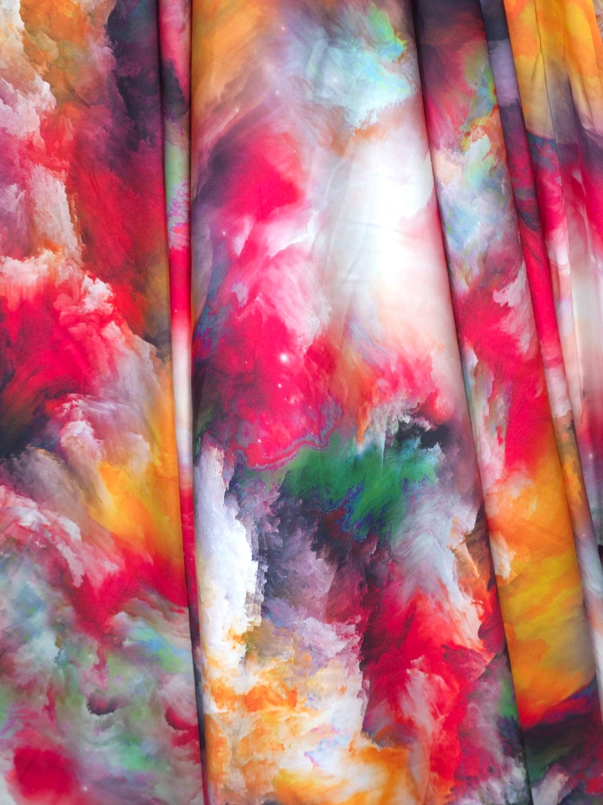 Matase satinata abstract rosu